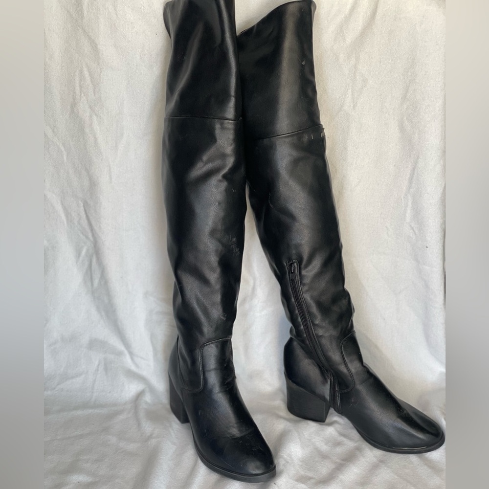 Thigh High Boots | Size 9 | Color - Black - Gem